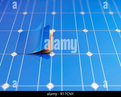 Solar panel and schematic 3D illustration internal structure of the ...