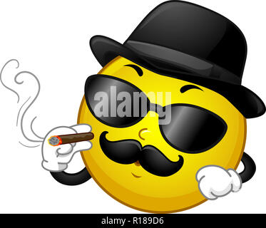 Illustration of a Smiley Mascot Mafia in Black Hat, Sunglasses and ...