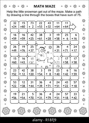Math maze with addition facts: Help the butterflies get to the flowers ...