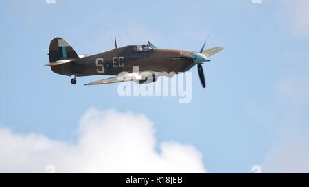 Hawker Hurricane PZ865 flying at the IWM Battle of Britain airshow on ...