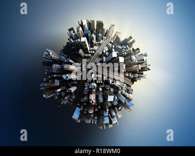 megalopolis aerial view 3d render image on wood with clouds Stock Photo ...