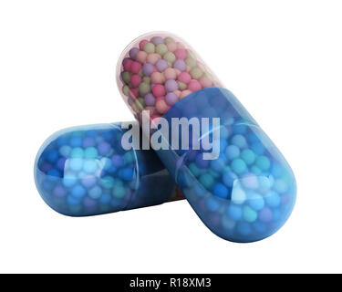 two medical pills 3d illustration isolated on the white Stock Photo - Alamy