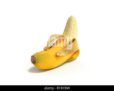Half peeled Banana Open Banana 3d render on blue Stock Photo - Alamy