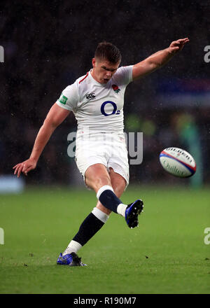 England's Owen Farrell kicks a conversion PHOTO CREDIT : © MARK PAIN ...