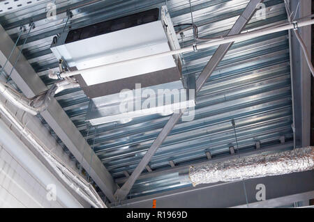 Industrial air conditioning handling unit suspended on frame ...