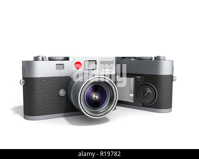 photo cameras 3d render on blue Stock Photo - Alamy