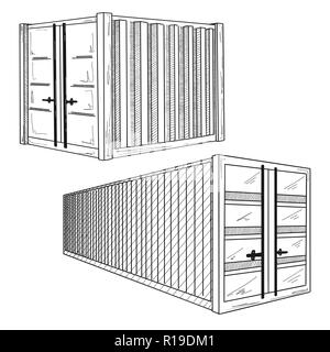 Sketch different containers. Hand drawn. Vector set Stock Vector Image ...