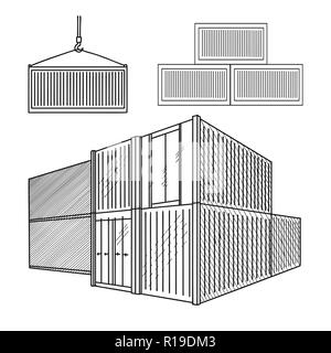 Sketch different containers. Hand drawn vector set Stock Vector Image ...