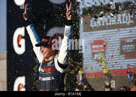 Christopher Bell (20) celebrates his victory after a NASCAR Cup Series ...