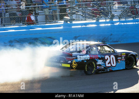 Christopher Bell (20) celebrates his victory after a NASCAR Cup Series ...