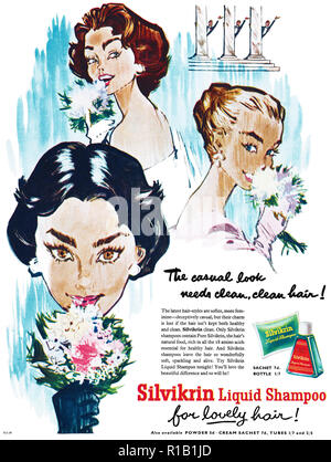 1957 British advertisement for Silvikrin shampoo Stock Photo - Alamy