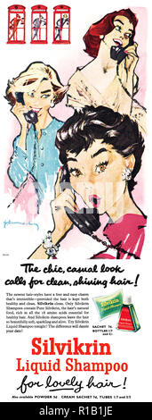 1957 British advertisement for Silvikrin shampoo Stock Photo - Alamy