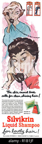 A 1950s magazine advertisement for Silvikrin hair shampoo Stock Photo ...