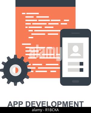 App development concept in flat neo brutalism design for web ...