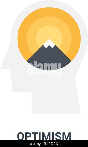 Icon concept of Optimism, brain process collection, flat editable line ...