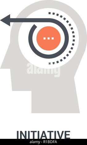 Icon concept of Initiative, brain process collection, flat editable ...
