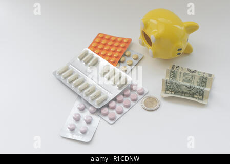 concept of expensive drugs. social problems. piggy bank Stock Photo - Alamy