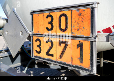 Orange warning sign for dangerous goods , here 90 environmentally ...