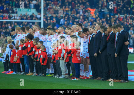 LEEDS, ENGLAND - November 8: England line up ahead of kick off. Ashes ...