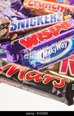 Selection of UK Chocolate Bars Mars and Cadbury Stock Photo - Alamy