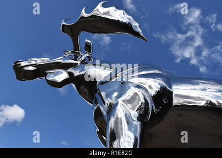 Norwegen, Alvdal, Elch, Geweih, Metall, spiegeln, Spiegelbild, Statue ...