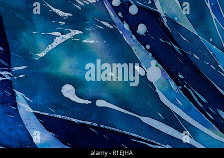 Abstraction, turquoise, hot batik, background texture, handmade on silk ...