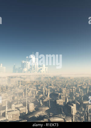 Futuristic mega city skyline architecture with metallic structures, for ...