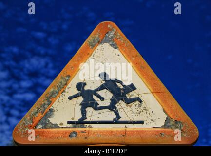 red triangle school crossing patrol warning advisory sign in the uk ...
