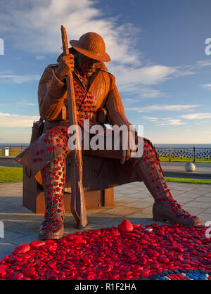 'Tommy' at dawn on Remembrance Sunday, Seaham, County Durham, UK Stock ...