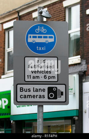 Bus Lane sign with days and times of restrictions, Glasgow, Scotland ...