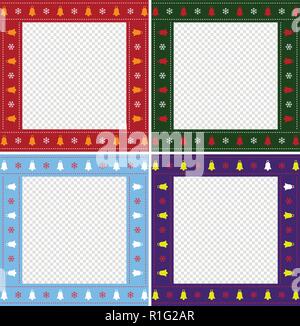 Cute Christmas or new year multiciolored border set with xmas bells and ...