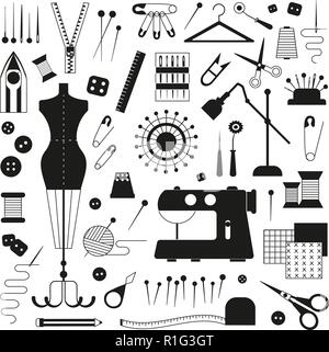 Sewing, atelier monochrome icons in set collection for design. Tool kit ...