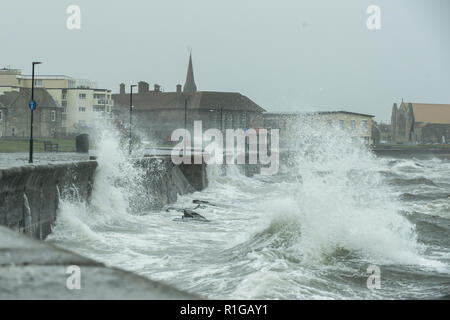 Storm Callum hits Scotland in Troon with high tide brings high waves ...