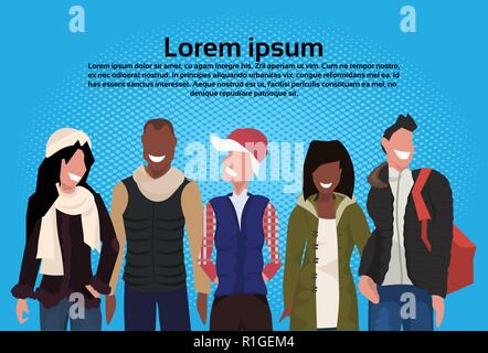 mix race people group wearing medical masks to prevent coronavirus ...