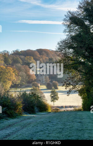 Autumn frost across farmland looking towards Netherswell Manor , Stow ...