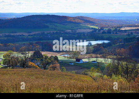 A view of an old barn in the foothills of the Blue Ridge Mountains in ...