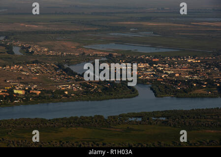 The Volga Delta river aerial view in Astrakhan region, Russia Stock ...