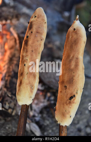 Bannock on a stick, a native North American food similar to bread ...
