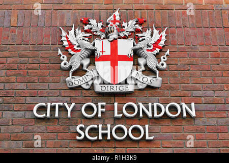 City of London school sign on red bricks wall in London Stock Photo - Alamy
