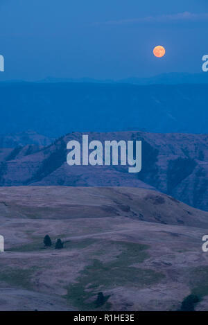 Full moon over Oregon's Zumwalt Prairie Stock Photo - Alamy