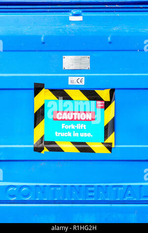 Fork lift trucks warning hazard warning smoke sign. Triangular warning ...