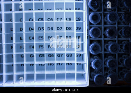 Medical paper clinical trial specimen box labeled in rows with numbers ...