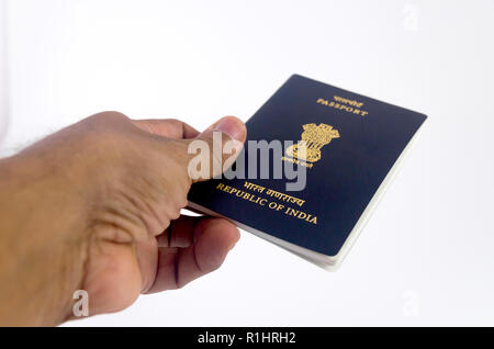 Single Indian Passport with white background Stock Photo - Alamy