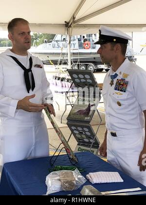 Medal of Honor recipient Britt Slabinski is honored during an NFL ...