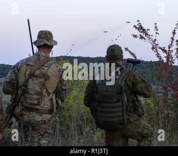 A member of the U.S. Army 20th Special Forces Group sticks his hand ...