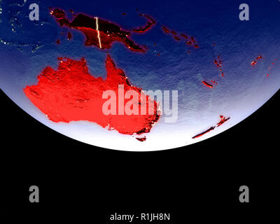 Australia from space with visible city lights. 3D illustration with ...