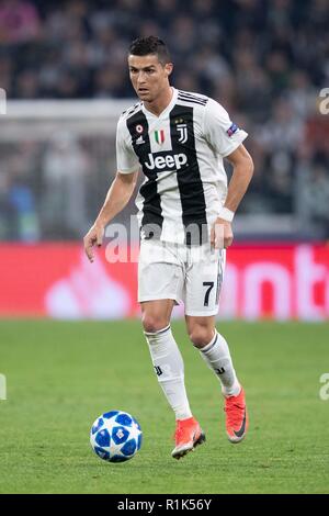 Turin - Nov 7, 2018: Cristiano Ronaldo 7. Juventus - Manchester United ...