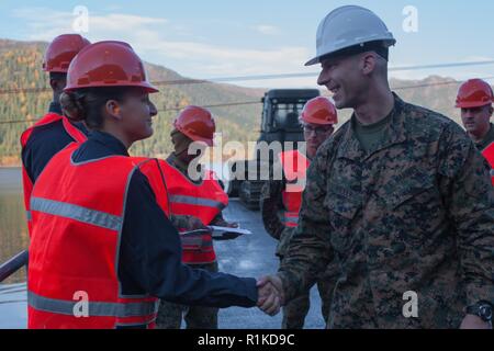 U.S. Marine Corps Col. Boyd A. Miller, right, Commanding Officer of ...