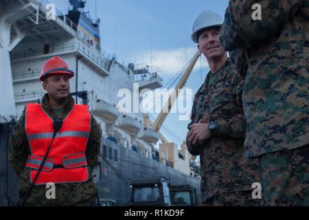 U.S. Marine Corps Col. Boyd A. Miller, right, Commanding Officer of ...