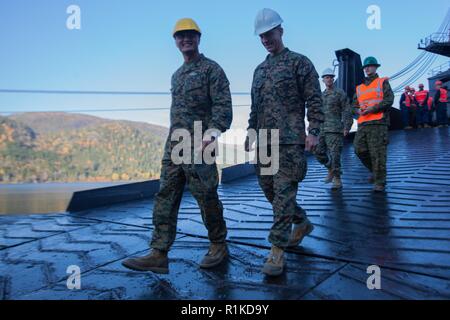 U.S. Marine Corps Col. Boyd A. Miller, right, Commanding Officer of ...